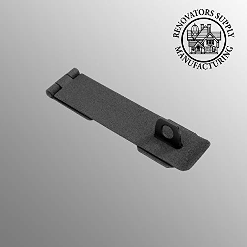 Renovators Supply Manufacturing Door Lock Latch 6 1/4 in. Black Wrought Iron Hasp Latch Garage Barn Door Lock with Mounting Hardware