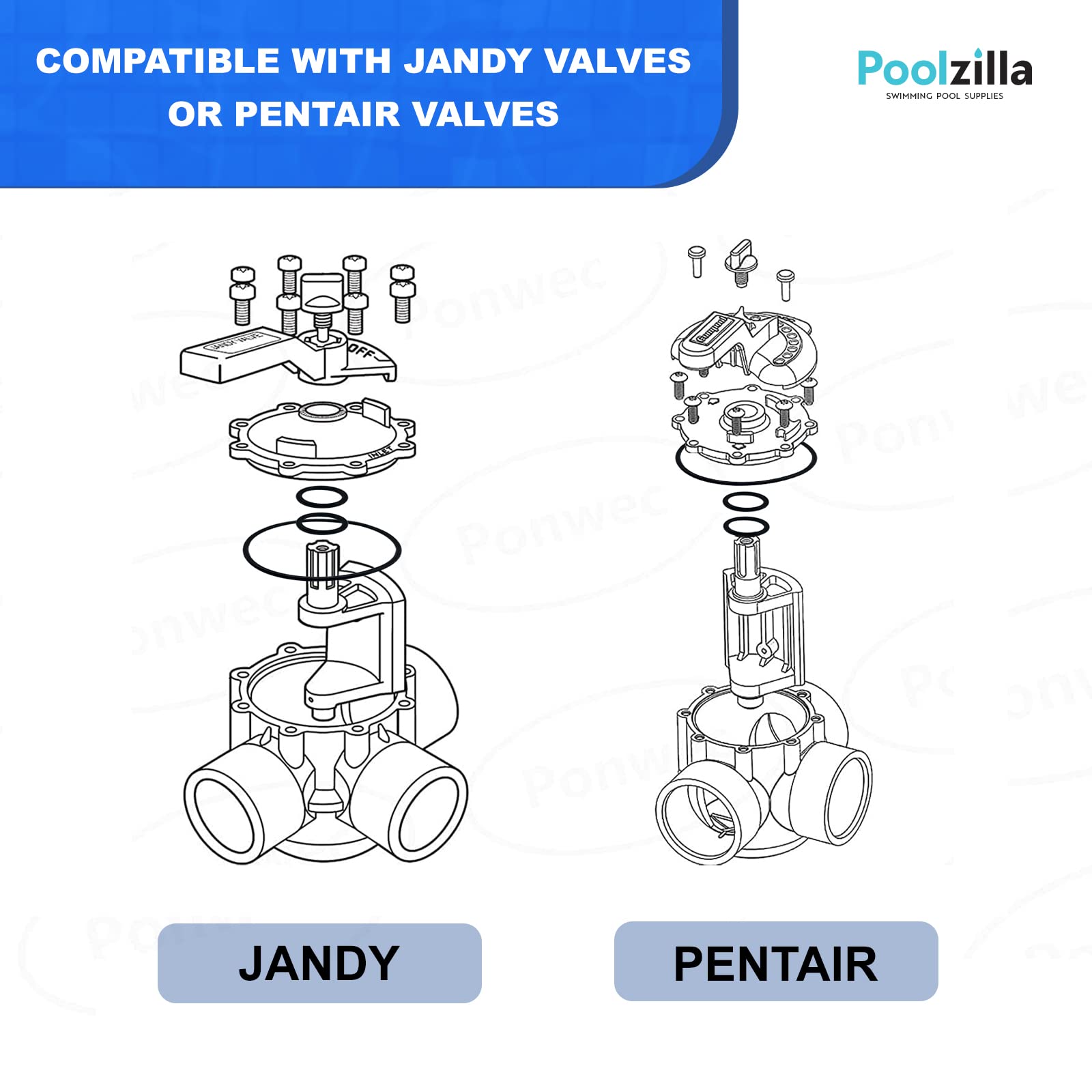 Poolzilla Valve Cover & Shaft Stem O-Ring 30 Piece Kit Compatible with Jandy NeverLube, Pentair, Hayward PSV Valves | Compatible With: 1132/51016200/R0487100/192039/51016200Z/O-158/O-515-KIT-9/PSXVZ2A