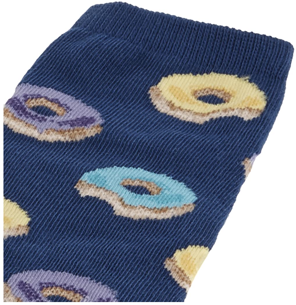 Hot Sox Kids' Big Fun Food & Drink Crew Socks-1 Pair Pack-Cool & Cute Boys & Girls Gifts, Donuts (Dark Blue), Medium-Large