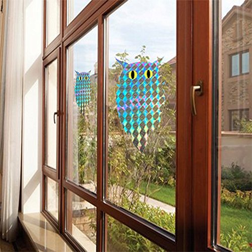 Pop Resin Glitter Owl Window Decals Reflective Owl Decoy Scare Birds Away Stickers - Self Adhesive Owl Sticker Scares Decals Ornamental Decorative Window Decor 100 pcs