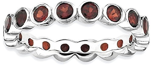 IceCarats 925 Sterling Silver Red Garnet January Birthstone Stackable Ring Gemstone Band Size 5