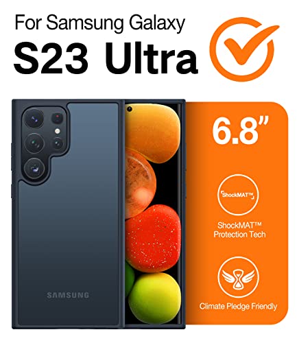 TORRAS Shockproof Designed for Samsung Galaxy S23 Ultra Case 6.8'',Military Grade Drop Tested, Protective Hard Semi-Clear Back Thin Slim Galaxy S23 Ultra Case 2023, Phantom Black-Guardian Series
