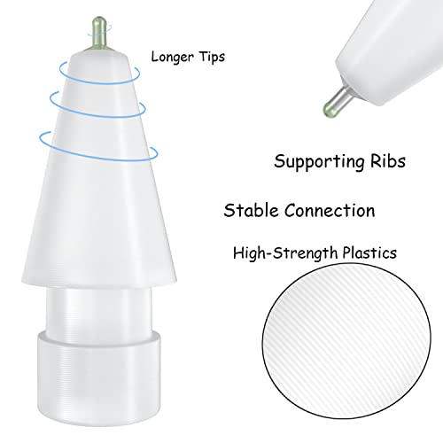 Upgraded Pencil Tips fits for Apple 2nd 1st Gen iPad Pro Pencil,0.78mm No Wear Out Fine Point Precise Control Apple Pen Tip,Longer Tips High Strength Material,White