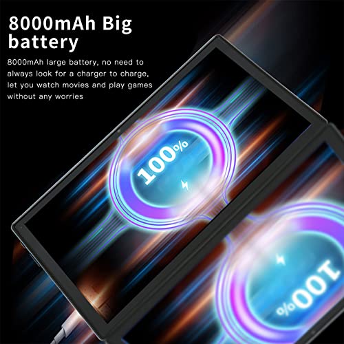 soobu 10.1 Inch Tablet Portable Tablet 100-240V 6G RAM 128G ROM 5G 2.4G WiFi 10.1 Inch IPS Screen Home for Travel (US Plug)