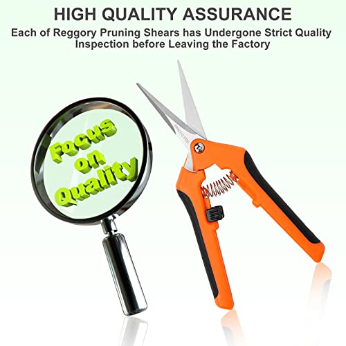 Premium Pruning Shears, Reggory Garden Shears with Upgrade Straight Stainless Steel Blades, Strong Sharp Garden Scissors, Clippers for Gardening/Indoor Plants.