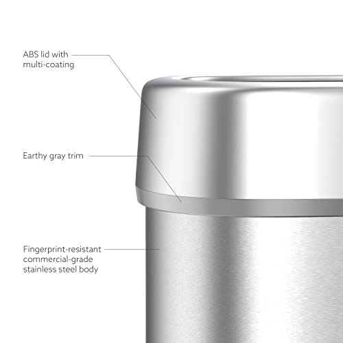 QUALIAZERO 80L Trashcan, Earthy Gray