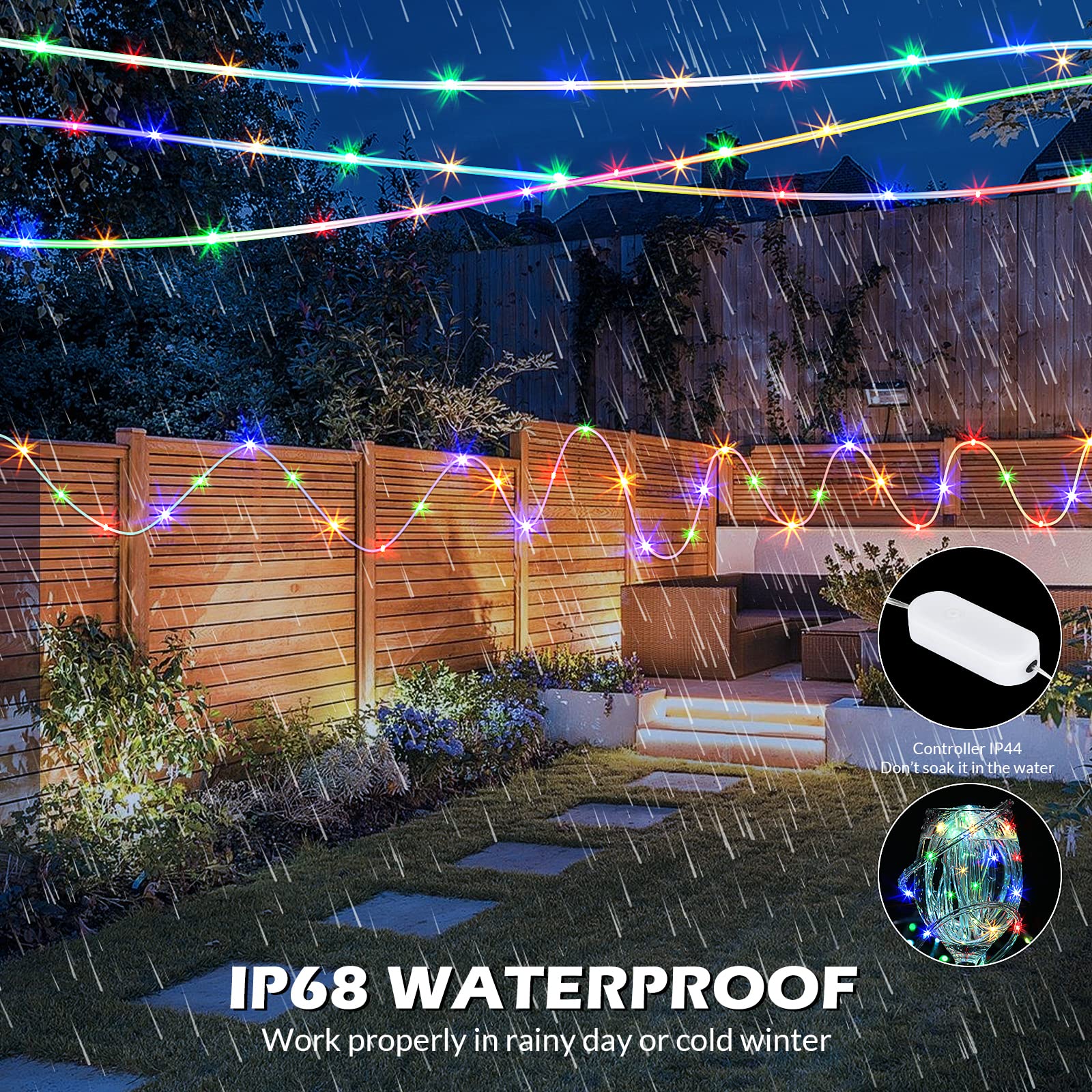 SURLED 99Ft LED Rope Lights Outdoor, 16 Colors Changing Outdoor String Light Plug in, 300 LEDs Waterproof Rope Light with Remotes for Bedroom Wedding Patio Party Garden Halloween Christmas