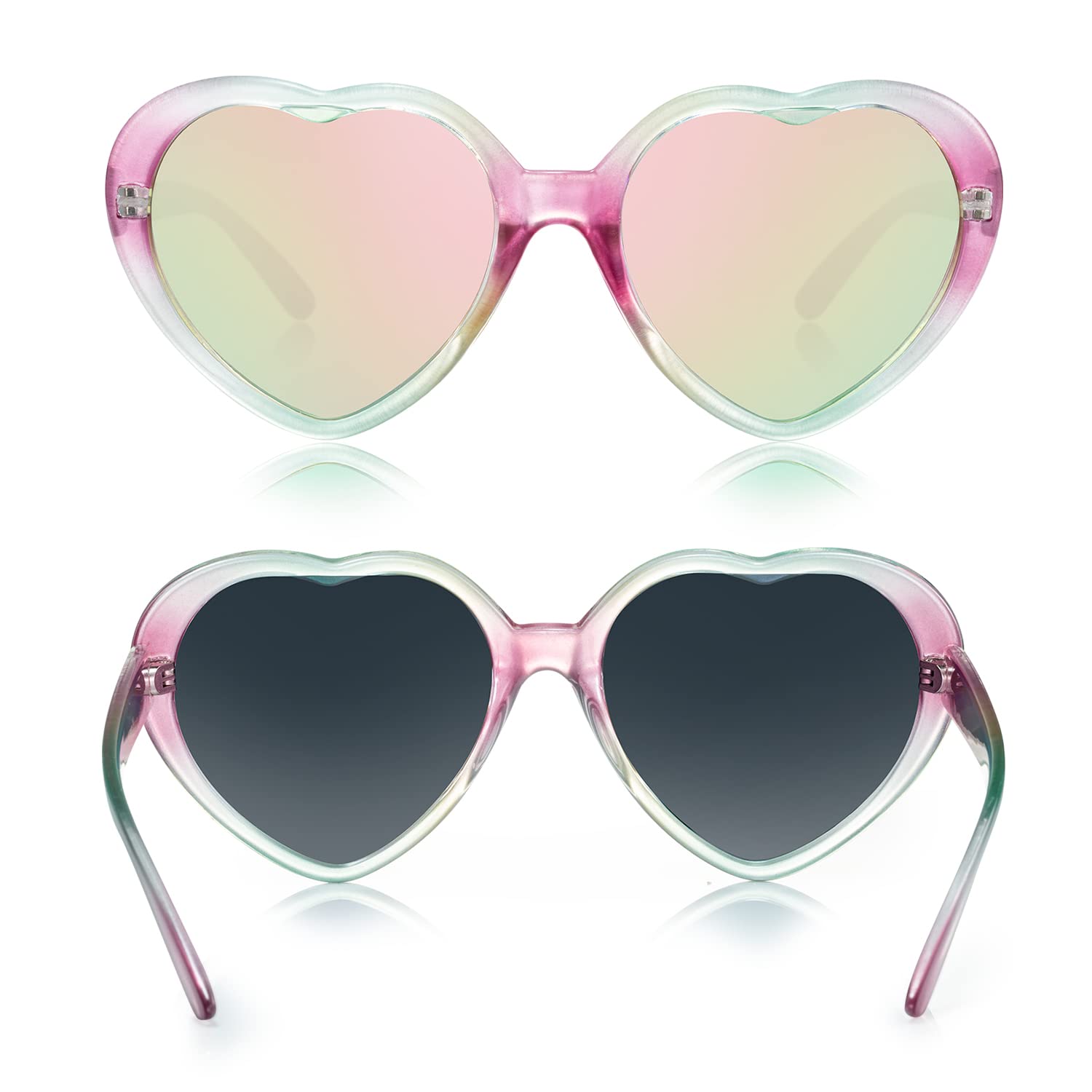 LVIOE Heart Sunglasses for Women, Polarized Heart Shaped Sunglasses with UV Protection Heart Style Retro Glasses for Shopping
