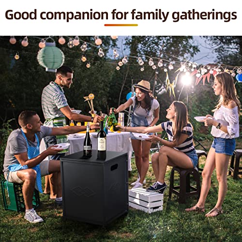 PioneerWorks Propane Metal Tank Cover Table for Gas Fire Pits, Gas Tank Holder Storage Side Table for 20 Pound Propane Tank, 16-inch Hideaway Table with Side Handles
