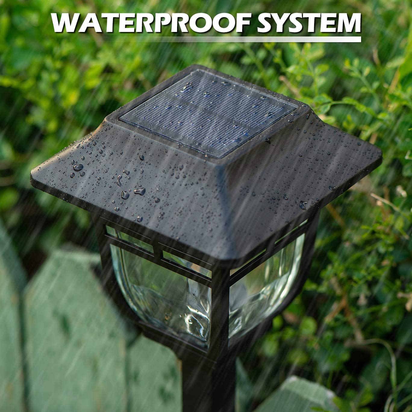 LeiDrail Solar Pathway Lights Outdoor Super Bright Glass Metal Path Light Warm White LED Classical Landscape Decorative Lighting Waterproof for Garden Yard Patio Lawn Walkway - 6 Pack