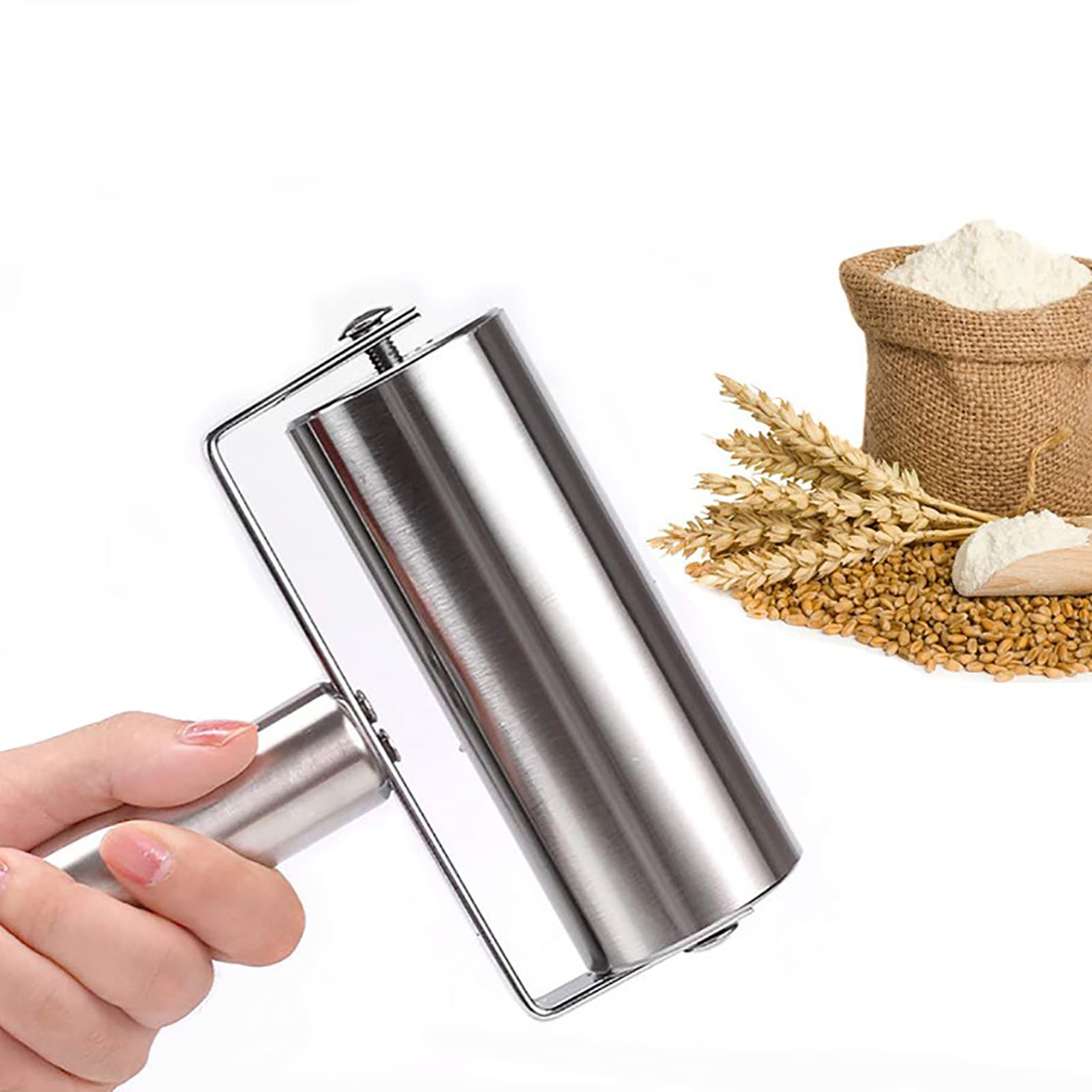 Pastry Pizza Roller, Non Stick Smooth Stainless Steel Rolling Pin Metal Kitchen Utensils, for Baking Dough, Pizza, Pie, Pastries, Pasta, Cookies