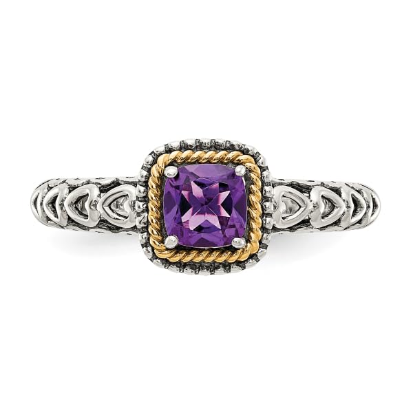 IceCarats 925 Sterling Silver Vintage Cushion-cut Purple Amethyst Ring Gemstone Band Size 8