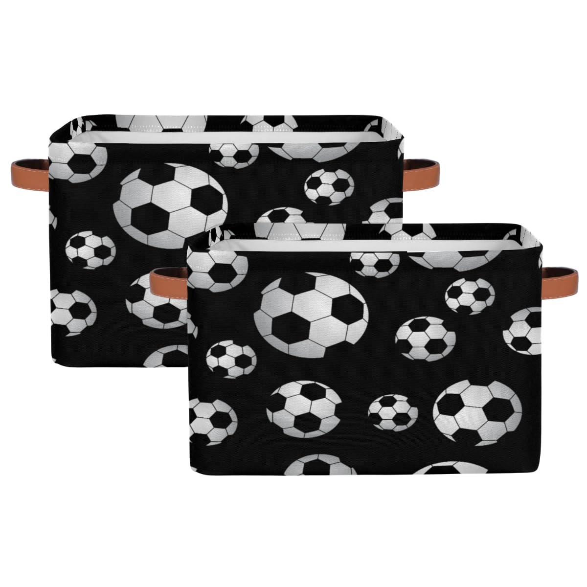 Soccer Storage Bin Basket, Fottball Large Toys Storage Cube Box with Handles, Collapsible Laundry Basket Rectangular Waterproof Storage Organizer Bin for Nursery Bedroom Playroom Shelves Gift Basket