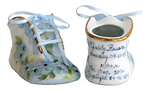 Porcelain Baby Shoe - Baptism or Christening - 100% Hand Painted Ceramic Baby Shoe Keepsake- Baby Dedication