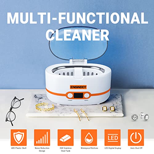 Ultrasonic Jewelry Cleaner, ENGiNDOT 600ML Professional Ultrasonic Cleaner Machine, Portable Household Cleaning Machine With Five Digital Timer for Eyeglasses, Watches, Earrings, Ring, Necklaces,Coins
