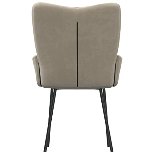 vidaXL Modern Velvet Dining Chairs, Set of 2, Light Gray, Comfortable Foam Padding, Durable Metal and Plywood Construction, Easy Clean