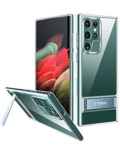 TORRAS MoonClimber for Samsung Galaxy S22 Ultra Case [Upgraded Armor-Level Shockproof][3 Stand Ways] Ultra HD Clear Slim Hard Kickstand Protective S22 Ultra Case for Galaxy S22 Ultra Case, Clear