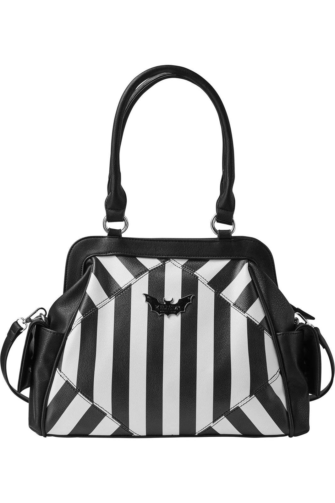 Killstar womens Never Trust the Living Bat Striped Gothic Punk Handbag Purse KSRA001298