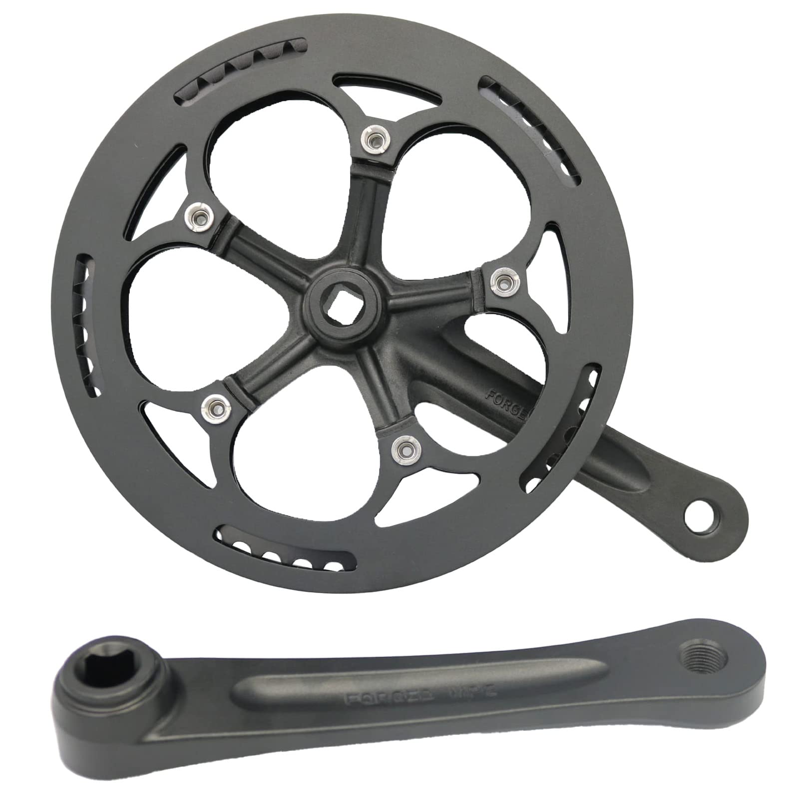 Mountain Bike Crankset Square Taper 44/46/48/52T Chainring with 170mm 104 BCD Crank Arms, Aluminum, Split-Lock Crank, Bottom Bracket Bolt for Mountain Road Bike Fixed Gear Bicycle