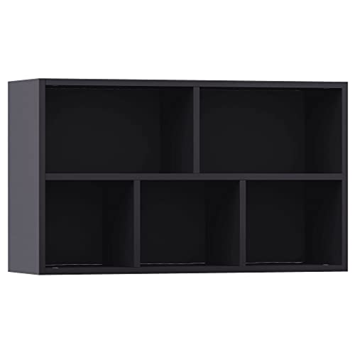 Queen.Y Multifunctional Shelves 3-Tier Double Wide Bookcase Sideboard, 19.7"x9.8"x31.5" Wooden Bookshelf Storage Shelves Display Rack TV Cabinet for Home Office, Grey