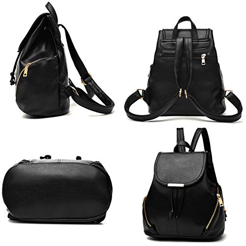 KARRESLY Women's Mini Backpack Purse PU Leather Rucksack Purse Ladies Casual Shoulder Bag for Women(Black1)