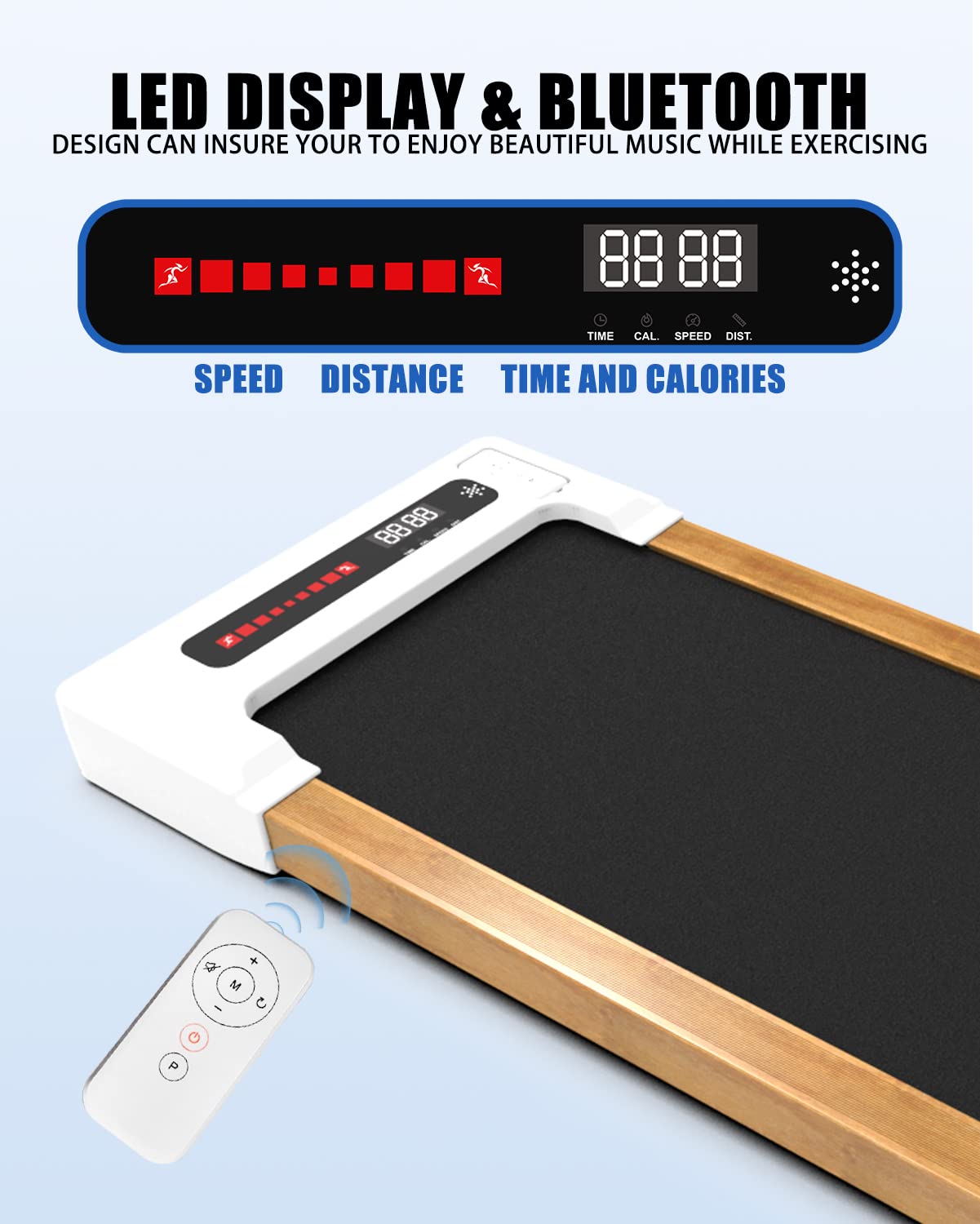 Walking Pad Under Desk Treadmill, Portable Treadmills Motorized Running Machine for Home, 2.25HP Mini Treadmill No Assembly Required Remote Control, 265 Lb Capacity
