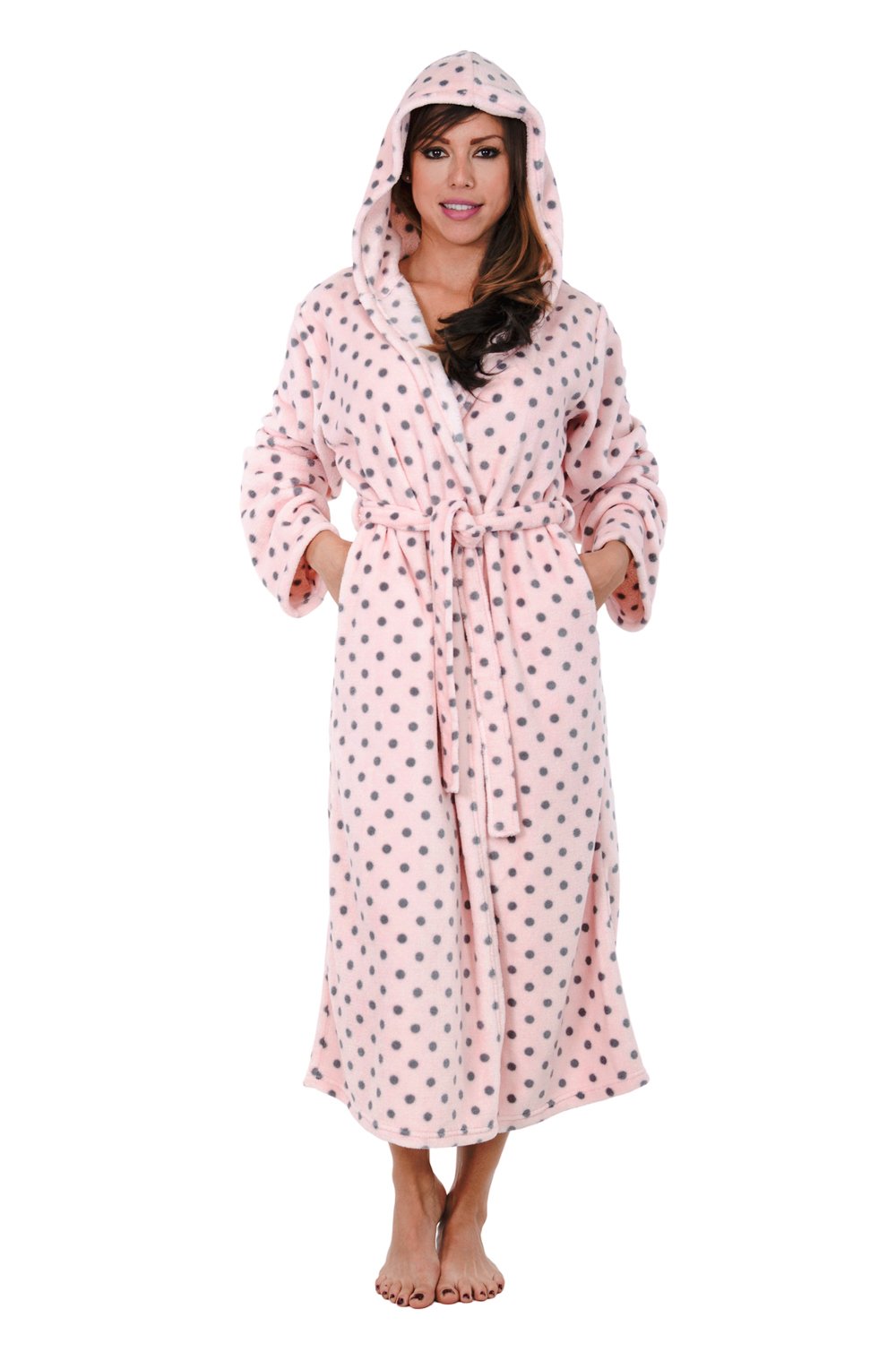 Hoodie Robe Plush Hooded Robe Spa Bathrobe Hoody Robe Long Robe