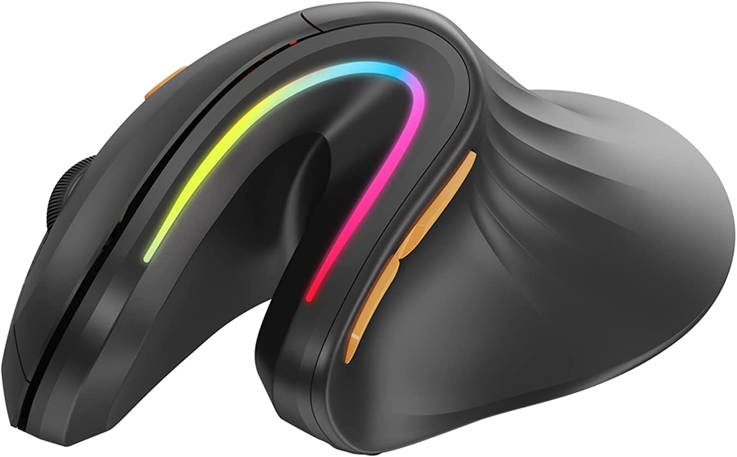 ProtoArc Ergonomic Mouse Wireless, EM11 Bluetooth Vertical Ergo Mouse, Rechargeable, 2.4G RGB Optical Vertical Mice with 3 Adjustable DPI, 3-Device Connection for PC, iPad, Mac, Windows (Black)