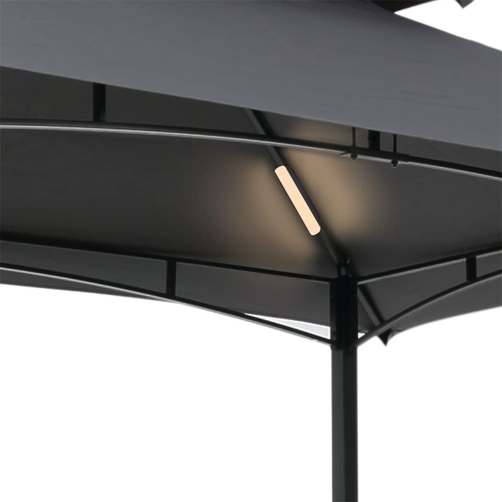 MGWYE 8x5Ft Outdoor Grill Gazebo Light Shelter Tent Double Tier Soft Top Canopy Steel Frame with Led Hook Counters