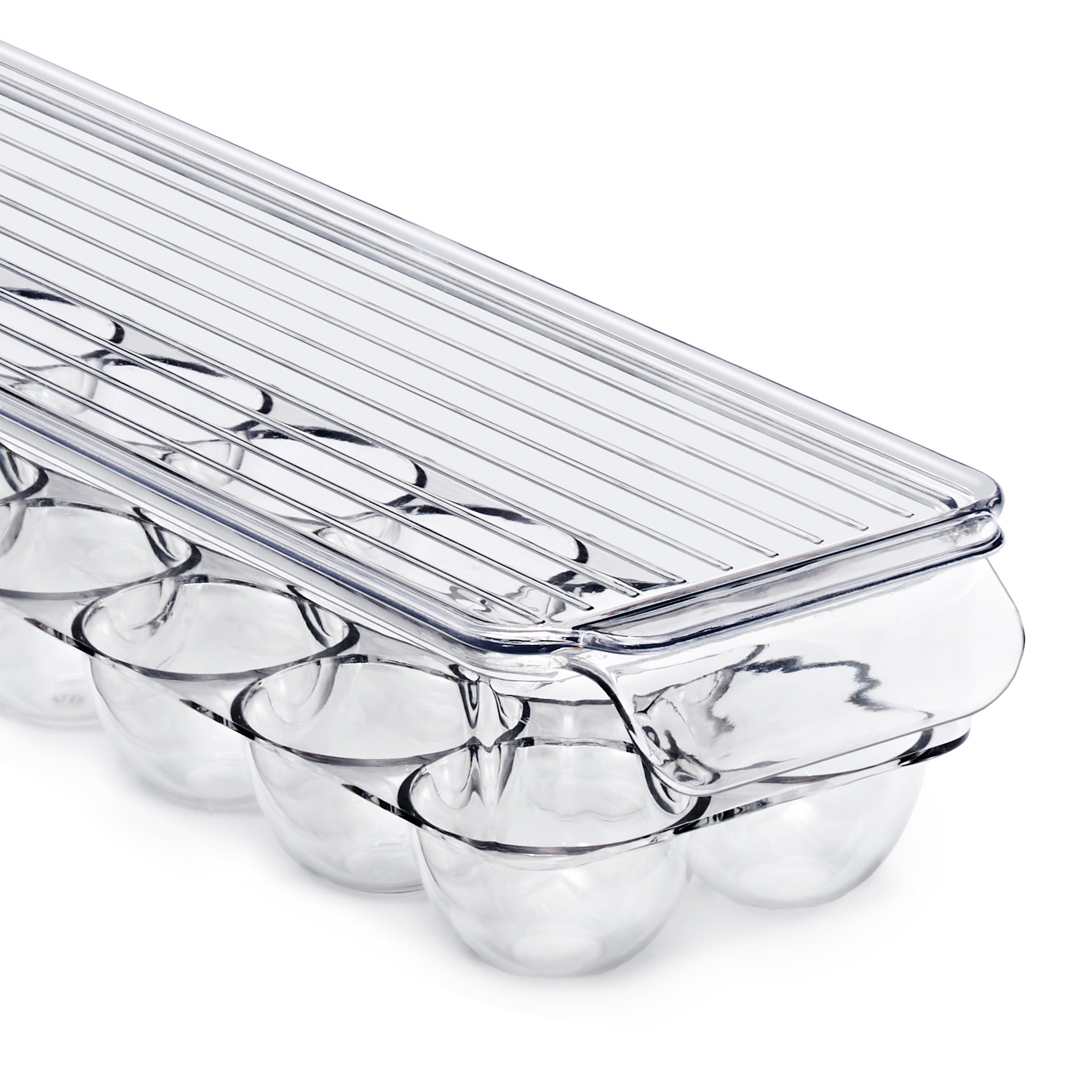 Sorbus Soda Can Organizer for Refrigerator & Egg Holder for Fridge Set, 2 Stackable Can Holder Dispenser Holds 12 Cans Each & 2 Egg Holders with Lid holds 14 eggs for Fridge, Pantry, Freezer, BPA-Free