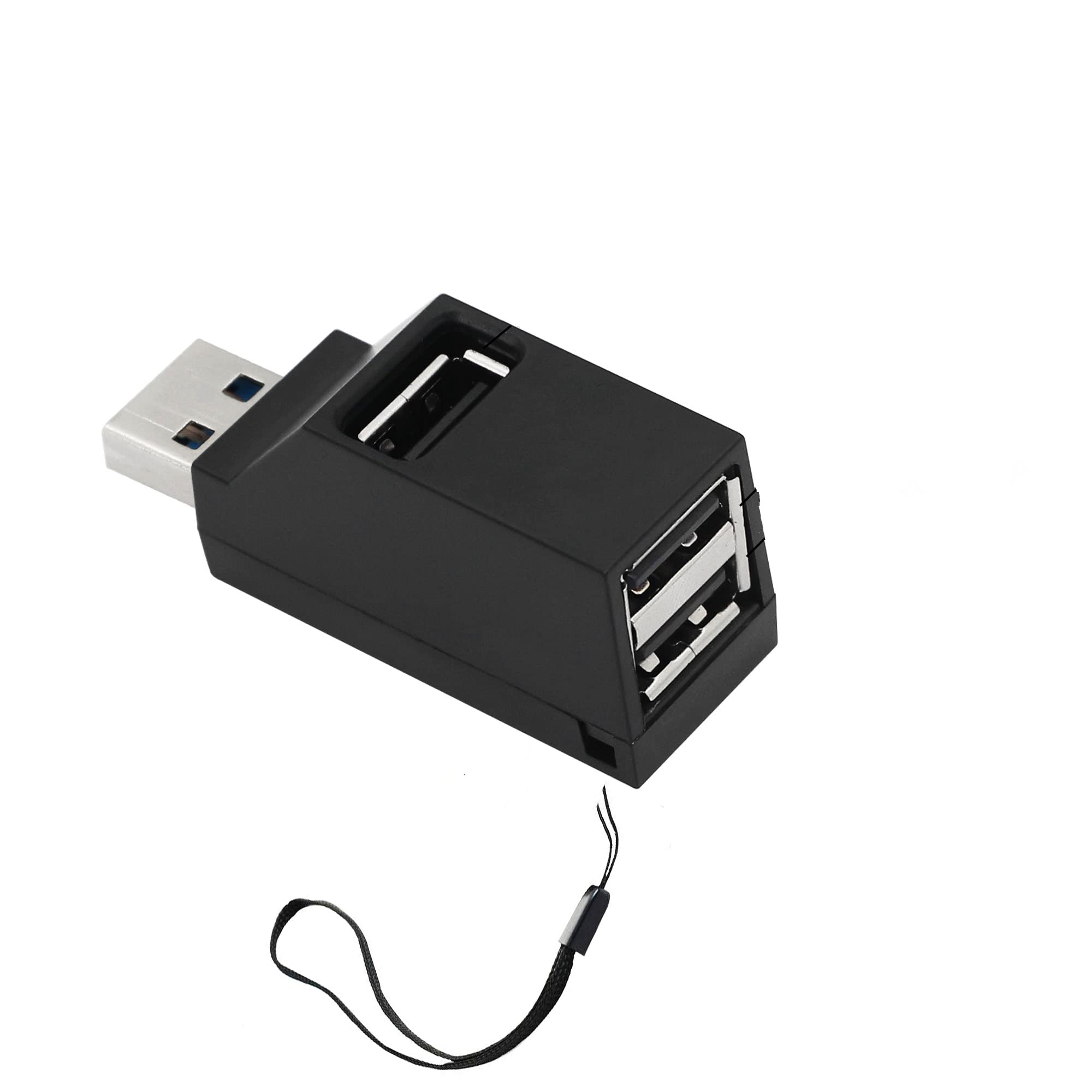 SHANFEILU USB Hub 90 Degree Splitter 3 Port USB 2.0 Adapter Portable Powered Data USB Hub High Speed Transfer for PC Laptop USB Flash Drive Black