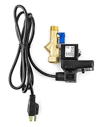 QWORK Automatic Gas Tank Valve with US Plug - Suitable for Gas Tanks, Drip Legs, and Compressed Air System Components - AC 110V Power Supply - 1/2" Valve Size Electronic Drain Valve