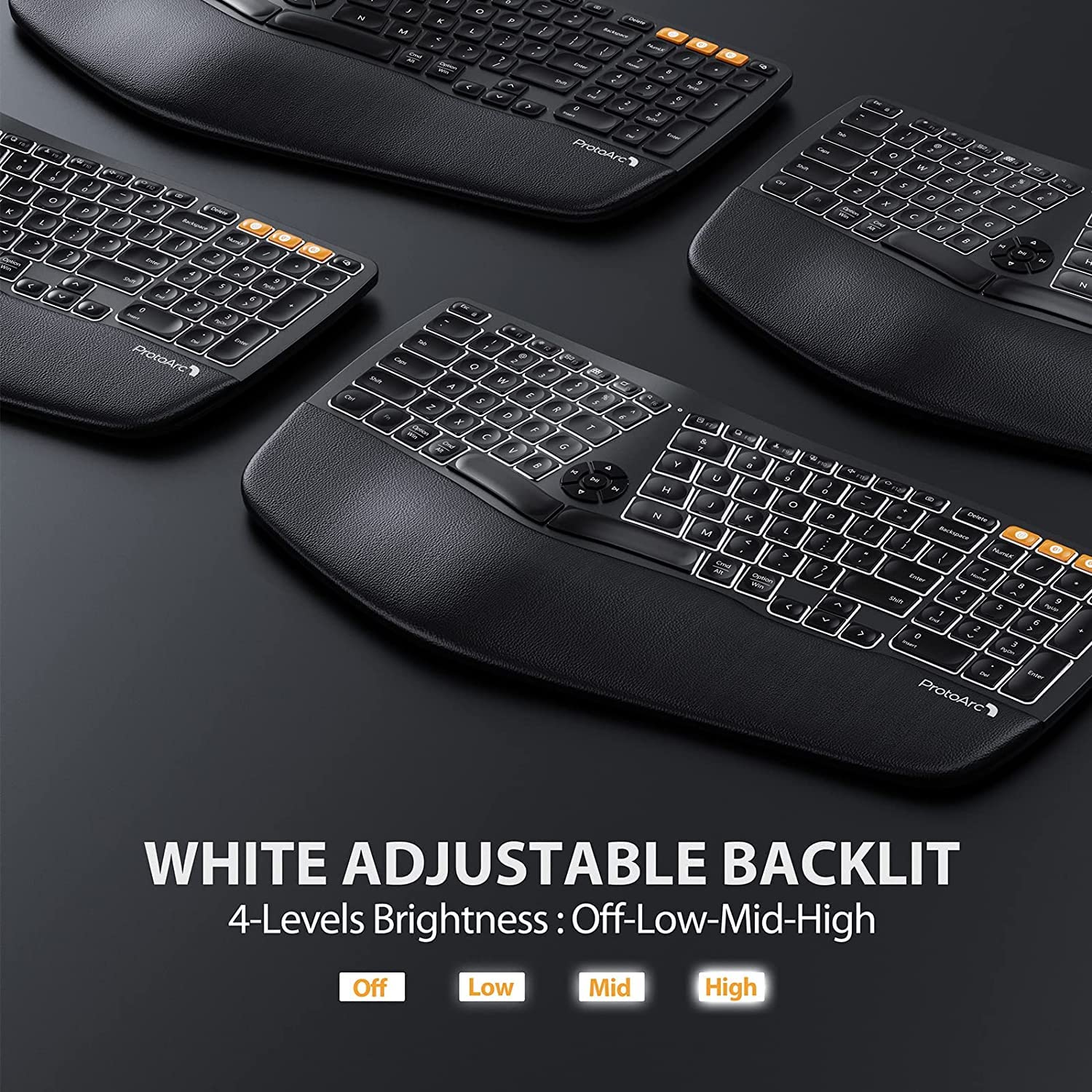 ProtoArc RGB Wireless Trackball Mouse & Backlit Wireless Ergonomic Keyboard