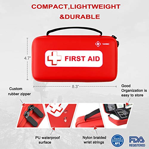 SHBC Small Travel First Aid Kit (152 Pieces) Compact Mini Waterproof Bag with Survival Medical Items for Car, Home, Travel, Hiking, Office, Outdoors, Boat, Camping, Workplace, and School.