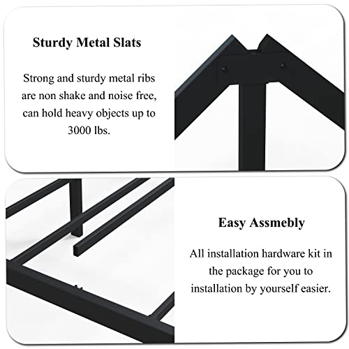 Upcanso Queen Bed Frame with Wood Headboard and Footboard, Platform Bed Frame Queen Size No Box Spring Needed with Heavy Duty Slats, Easy Assembly