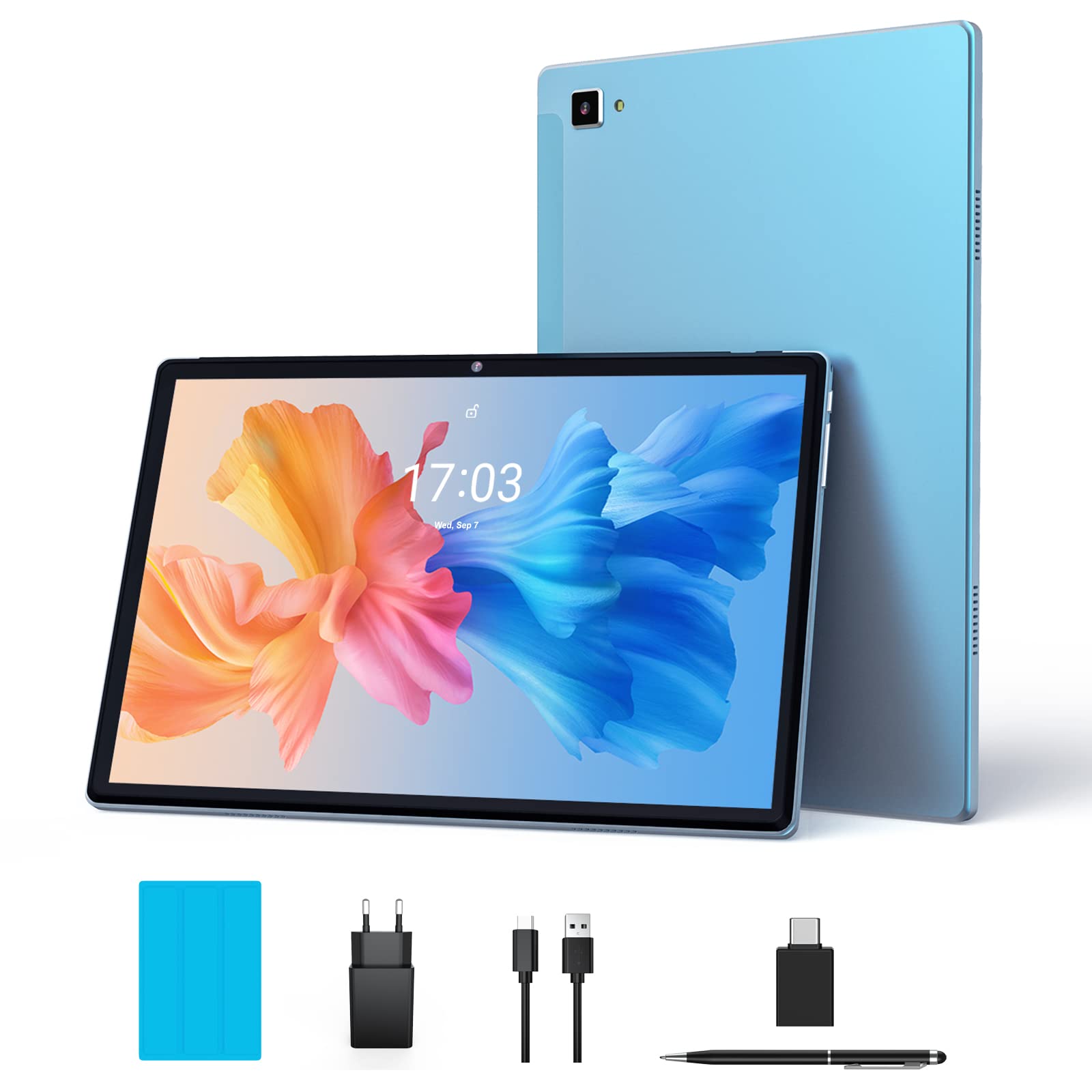 SIMPLORI Android 11 Tablet 10 Inch | Quad Core | 4GB RAM 64GB ROM (128GB Expandable) | 2+8MP Camera | 6000 mAh Battery | with Case