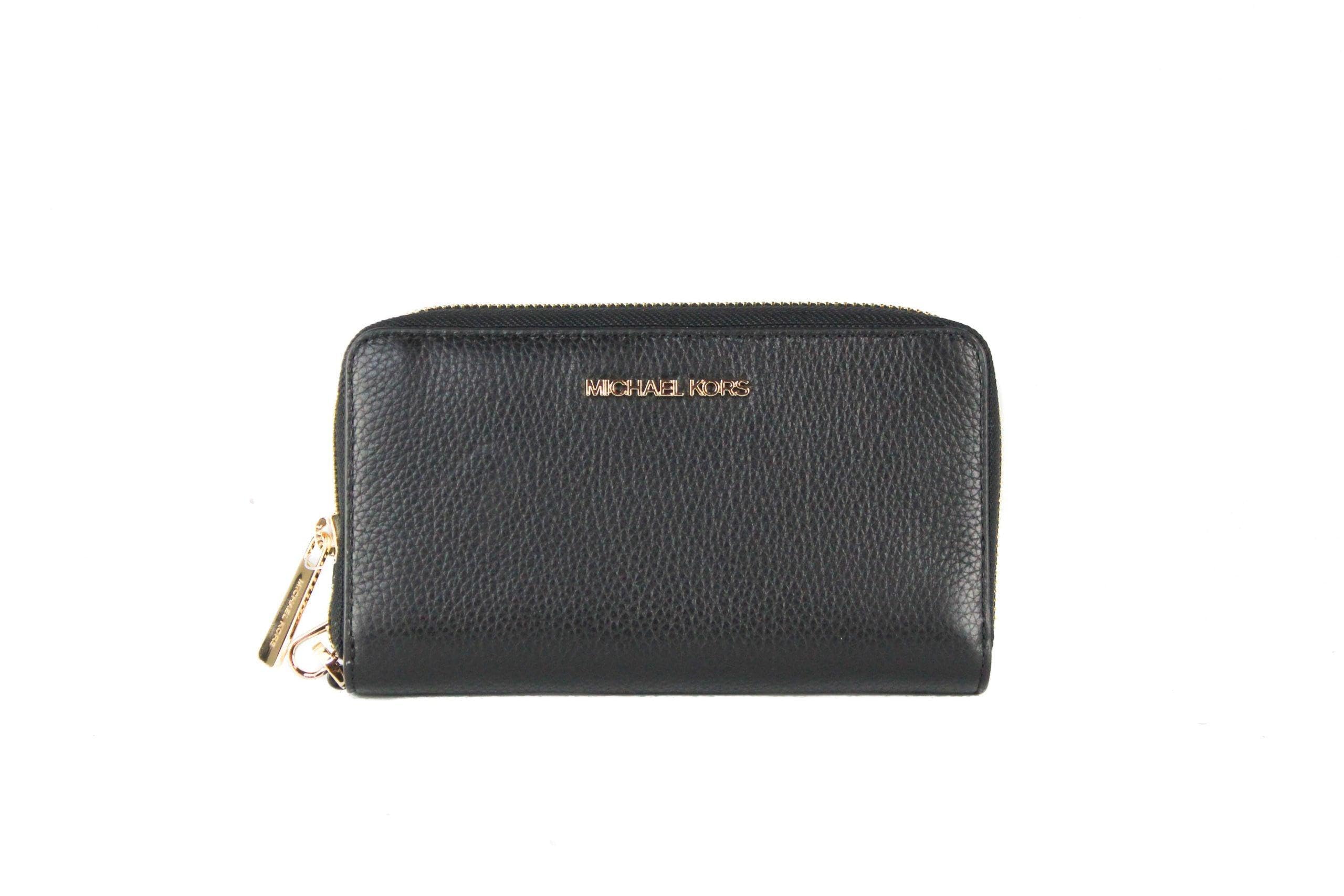 Michael Kors Jet Set Travel Large Flat Multifunction Phone Case Pebbled Leather Wallet (Sherbert)