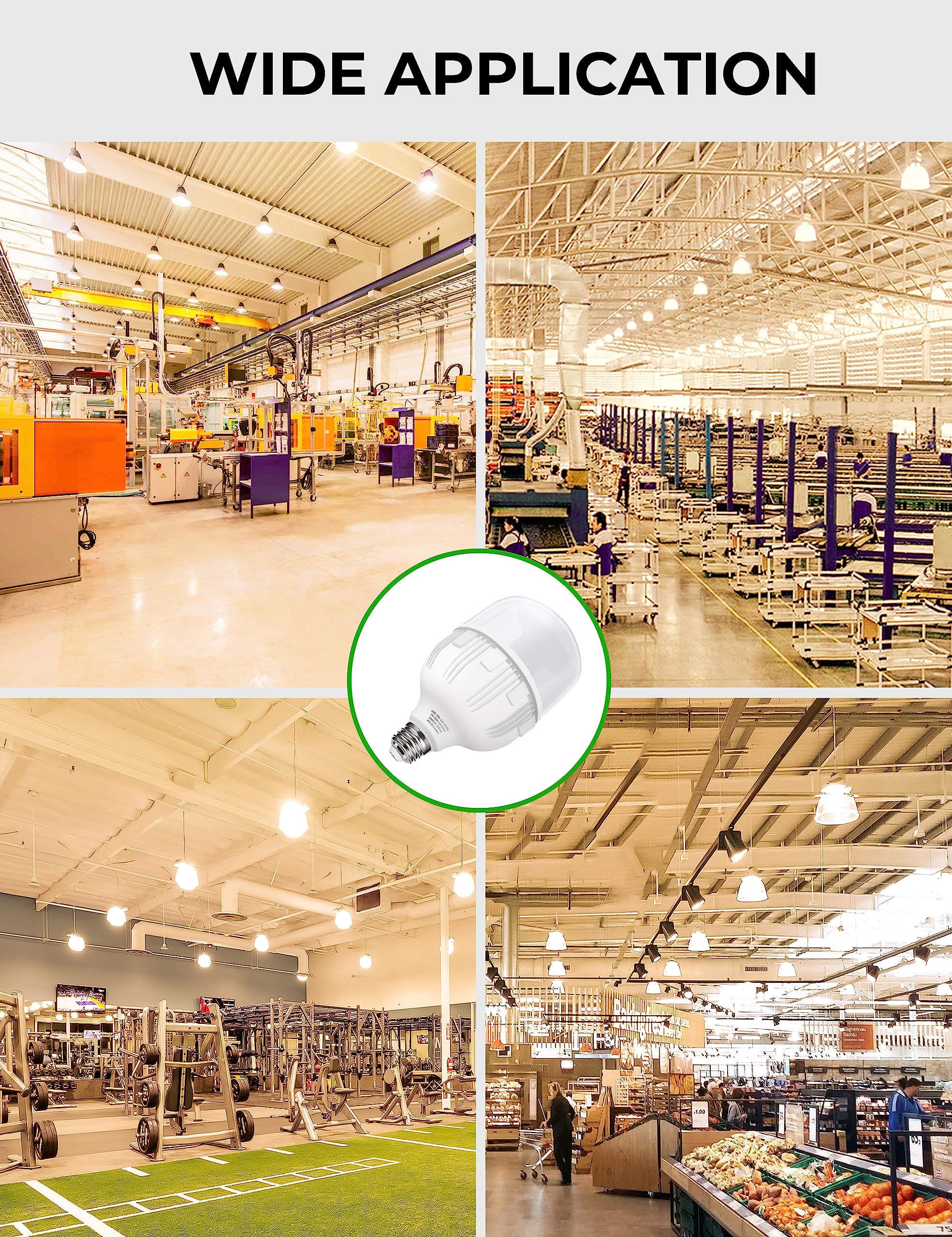 UNILAMP Super Bright LED Light Bulb, 200-300watt Light Bulb Equivalent, 30W Garage Light Bulb, 3400LM, 5000K Daylight, E26 LED Light Bulb with E39 Adapter, for Warehouse Factory Backyard, 2 Pack