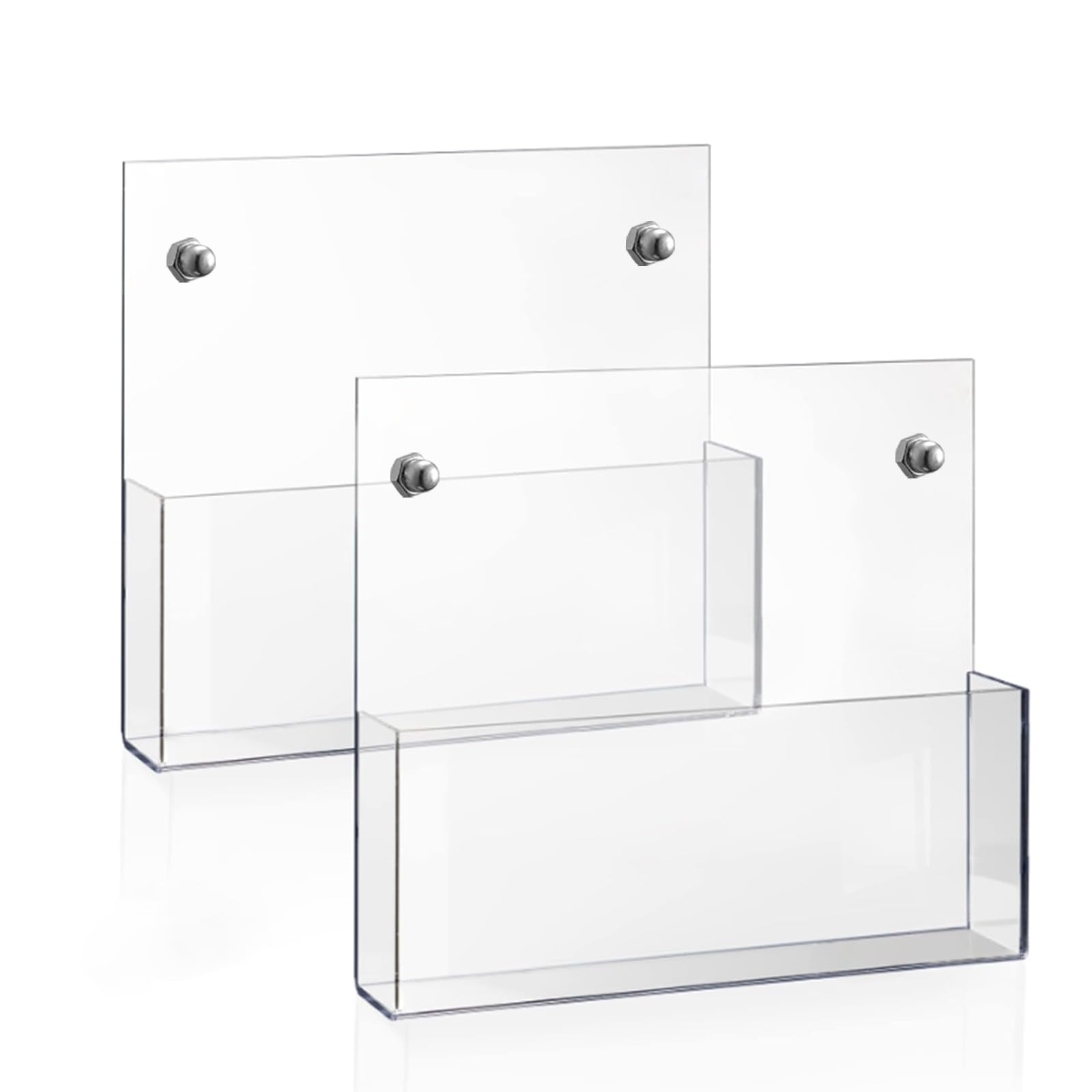 HZE Clear Acrylic Wall File Organizer, 2 Pack Large Office Wall Organizer with Premium, Space Saving Mail Holder for Wall for File Folders, School Mailbox, Home/Office Papers (12.99''Lx 11.8''W)