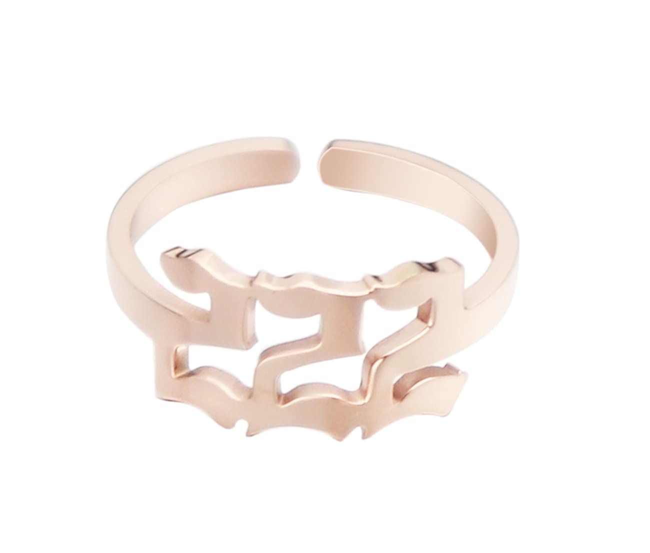 Meibai Stainless Steel Angel Number Ring 666 222 333 444 777 888 111 555 999 Numerology Ring for Women Girls Adjustable (222-Rose Gold)