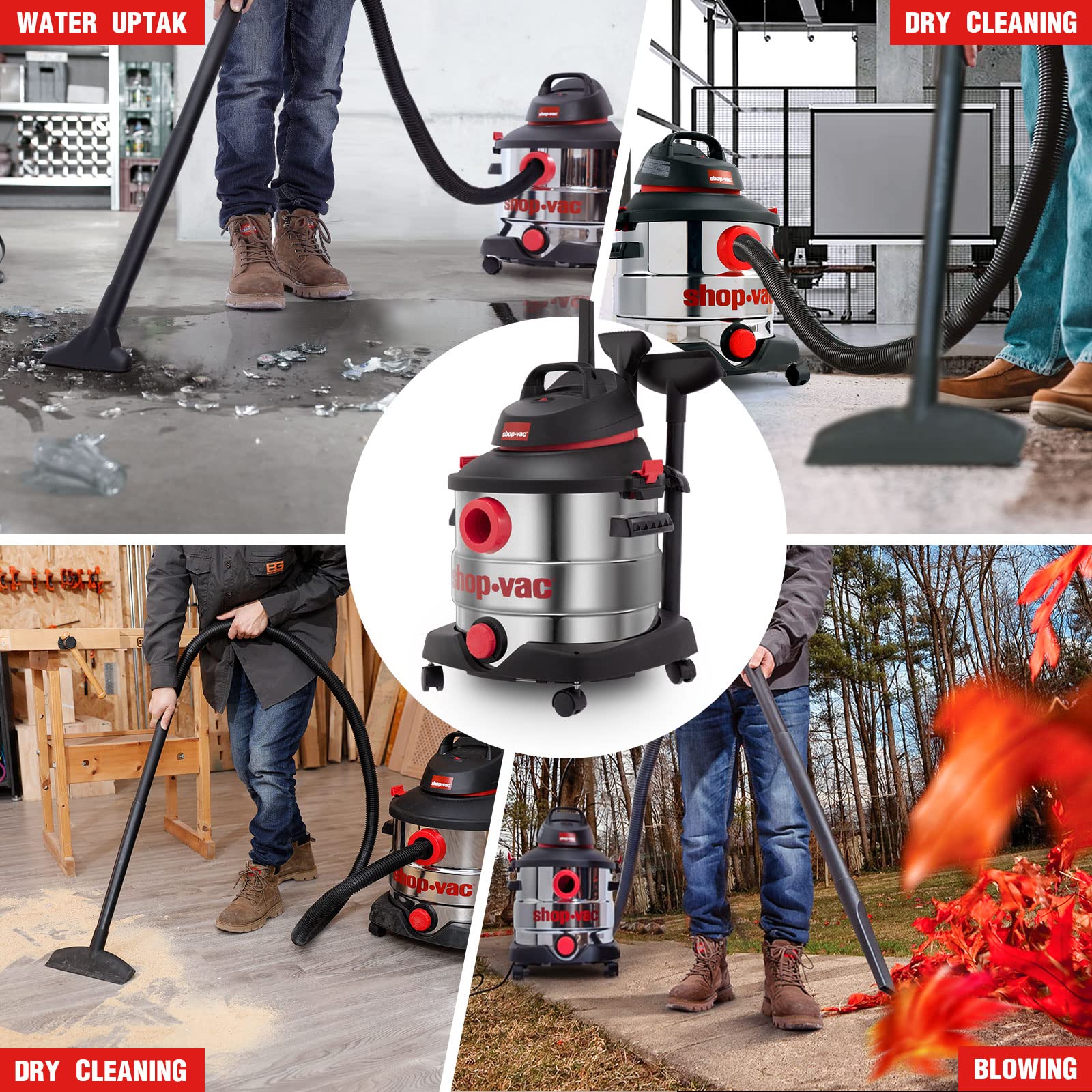 Shop-Vac 5989400 8 Gallon 6.0 Peak HP Wet/Dry Vacuum + 90585 Foam Sleeve Filter 5 Pack