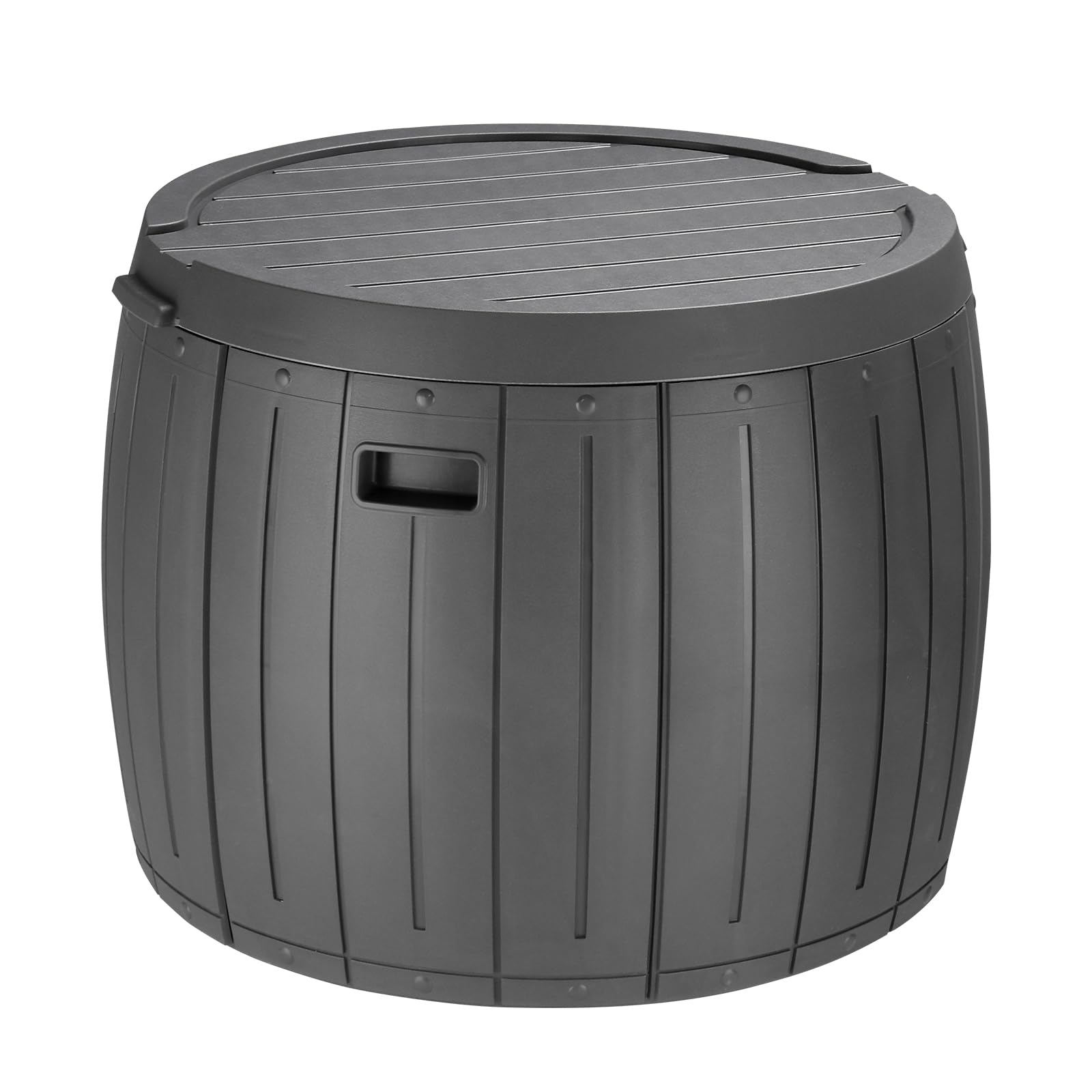 VINGLI Upgraded 3-in-1 Deck Box, 36 Gallon Outdoor Storage Box Support 220 LBS, Wooden Grain Patio Plastic Storage Box Container for Outdoor Table or Chair Pool Furniture Decor, Grey