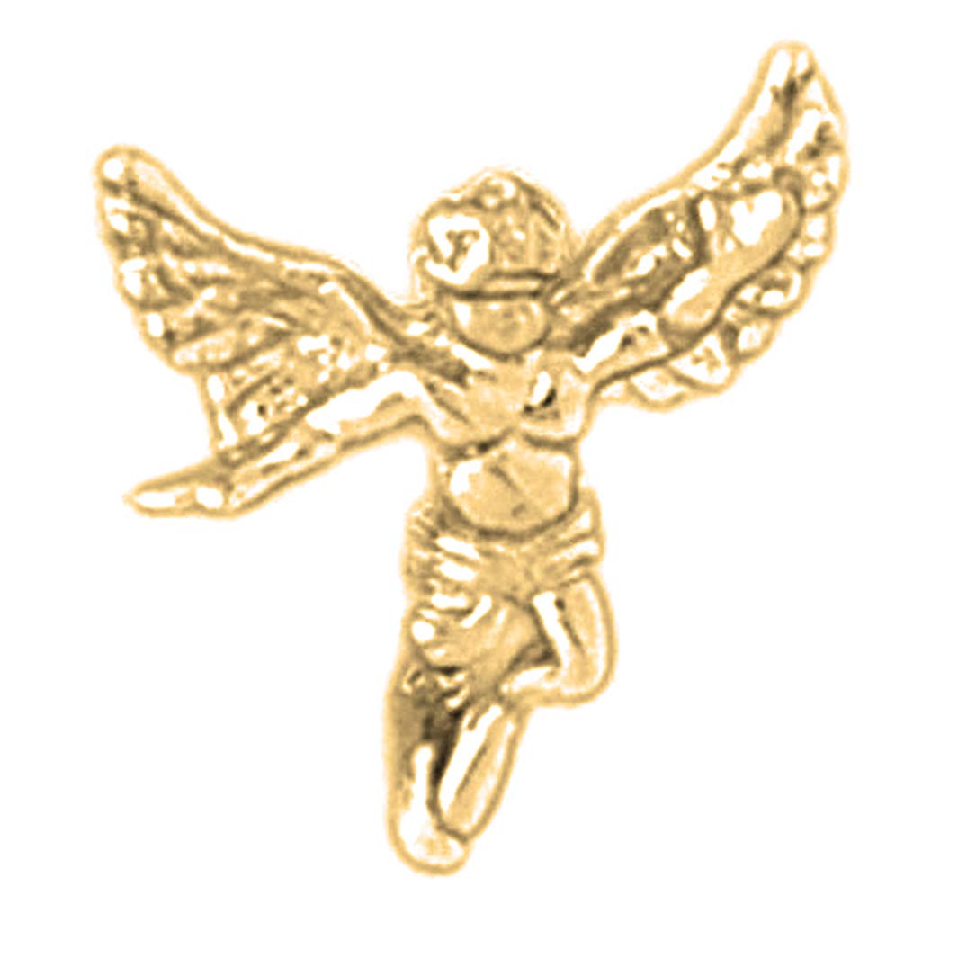 Jewels Obsession Silver Angel 3D, Lapel Pin Pendant | 14K Yellow Gold-plated 925 Silver Angel 3D, Lapel Pin Pendant