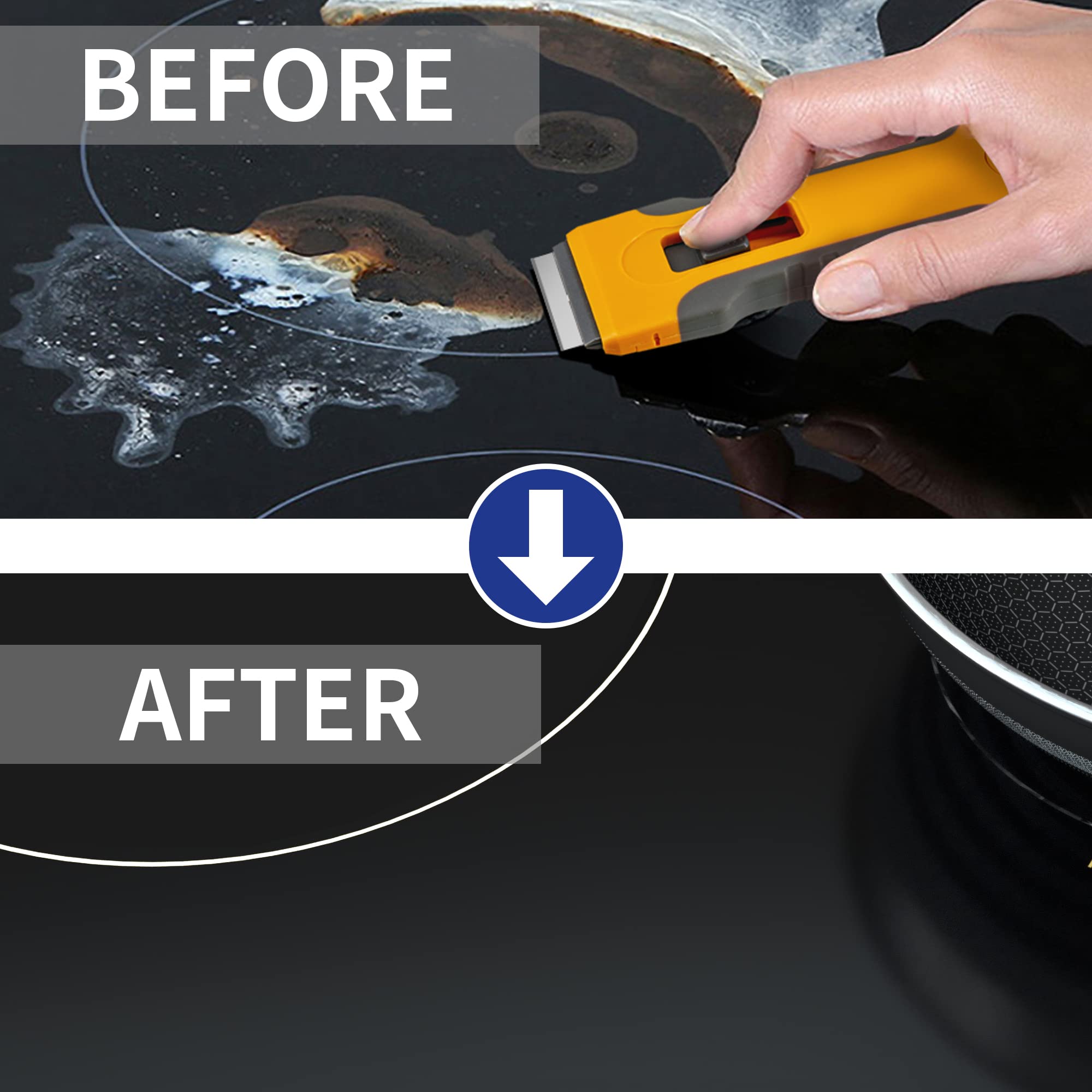 Razor Blade Scraper Tool with 15pcs Extra Blades, Cleaning Razor Scraper for Glass, Glass Top Stove Scraper for Oven Door, Cooktop Scraper, Glass Scraper Cleaning Paint from Glass