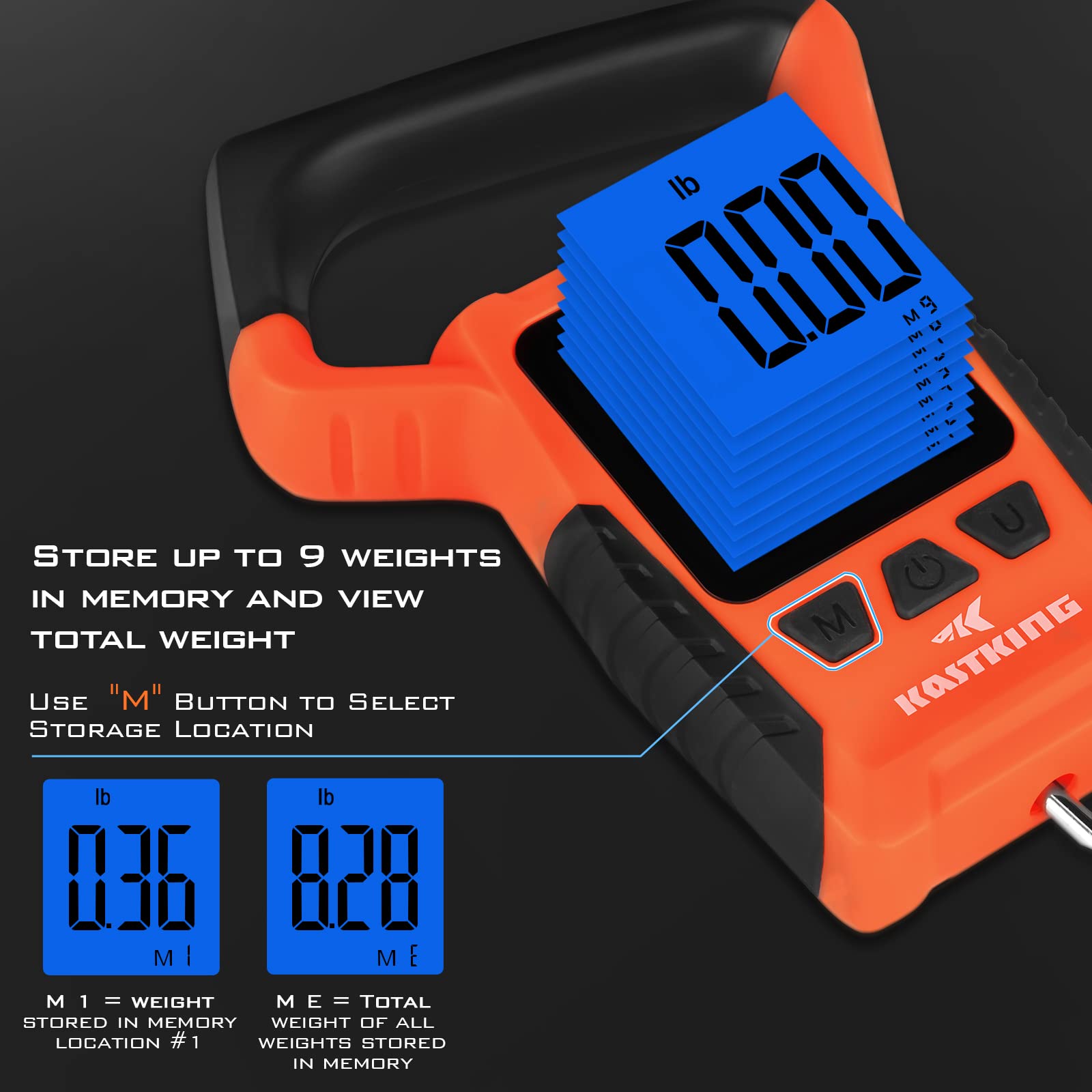 KastKing Waterproof Floating Digital Fishing Scale with No-Puncture Lip Gripper. Dual Mode - Pounds/Ounces & Kilograms. 0-50 Lbs/22.68 Kg, Lightweight ABS Frame, Non-Slip Handle