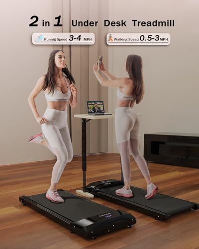 Under Desk Treadmill Walking Pad 2 in 1 for Walking Running Jogging Desk Treadmill for Home Office Exercise