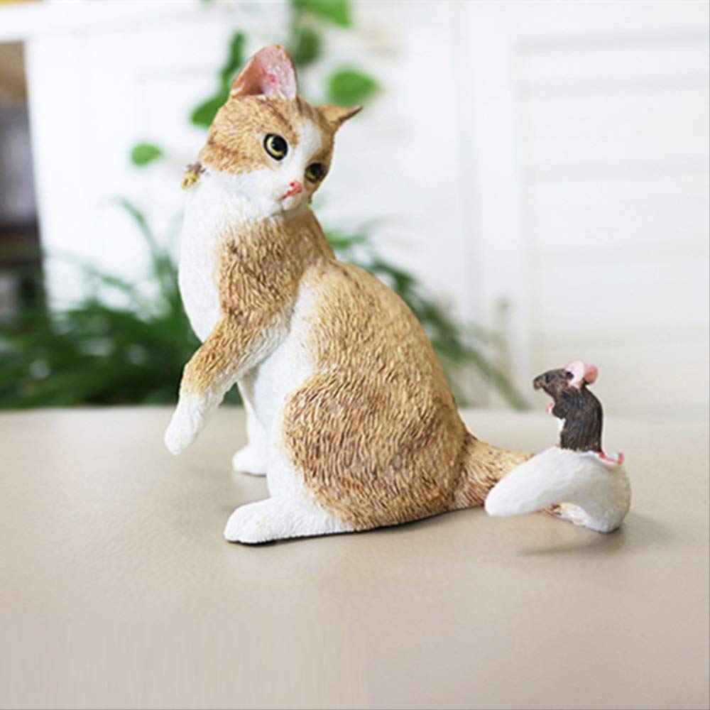 LEYAR Home Decoration Statue Figurines Ornament Garden Statue,Tiger Spotted Art Sculpture Simulated Cat Figurine Cat and Mouse Ornaments Resin Crafts
