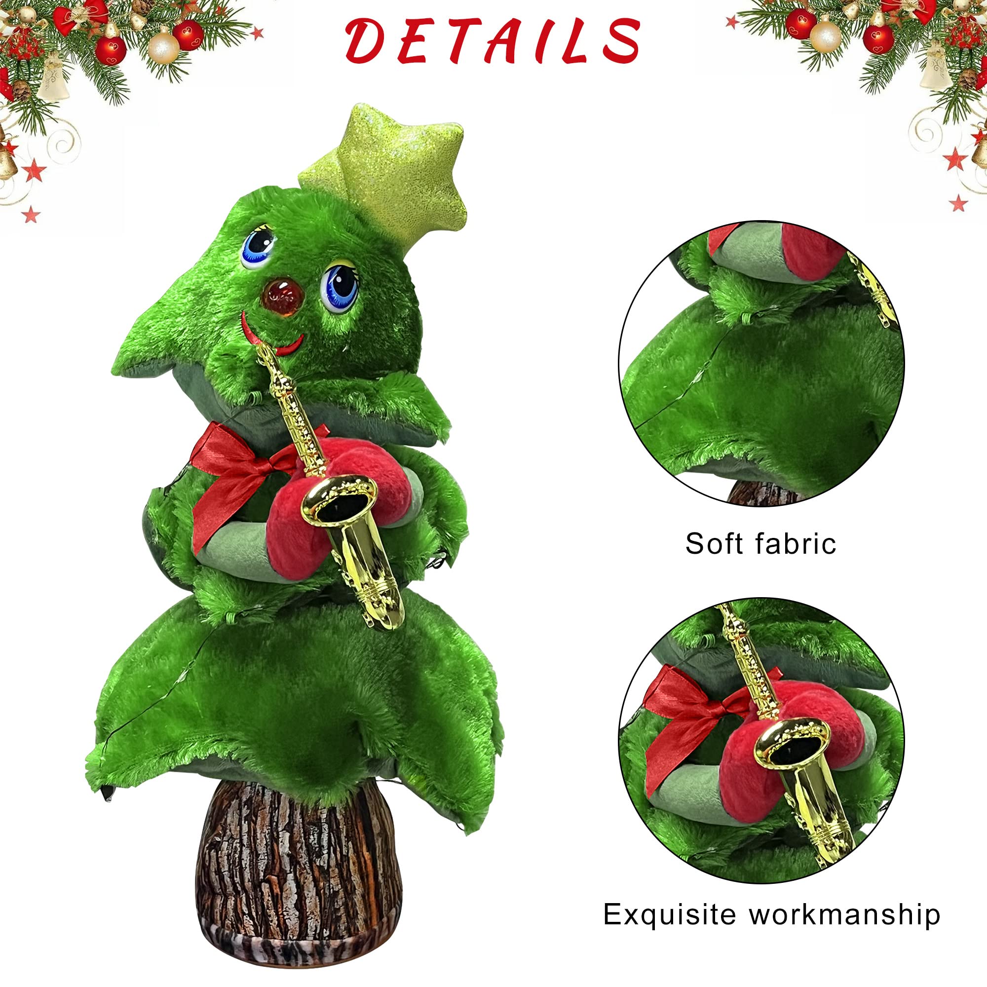 Singing Christmas Tree, Dancing Christmas Tree Play The Saxophone and Sing 8 Christmas Songs, Christmas Dancing Toy Gift for Kids & Decoration Parties