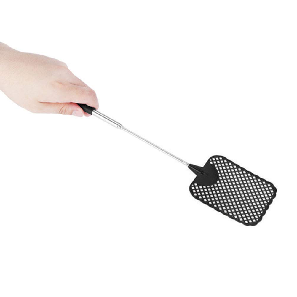 WBTY Telescopic Fly Swatter 4 PCS Plastic Fly Swatters with Stainless Steel Handle for Indoor Outdoor, Extendable Flyswatter (Black)