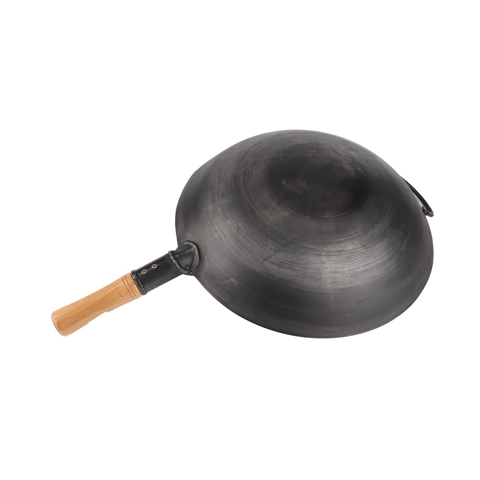 UNIQUEFAITH Frying Wok with Single Handle No Chemical Coated Nonstick Stir Fry Pan Hand Hammered Iron Wok (40 cm)